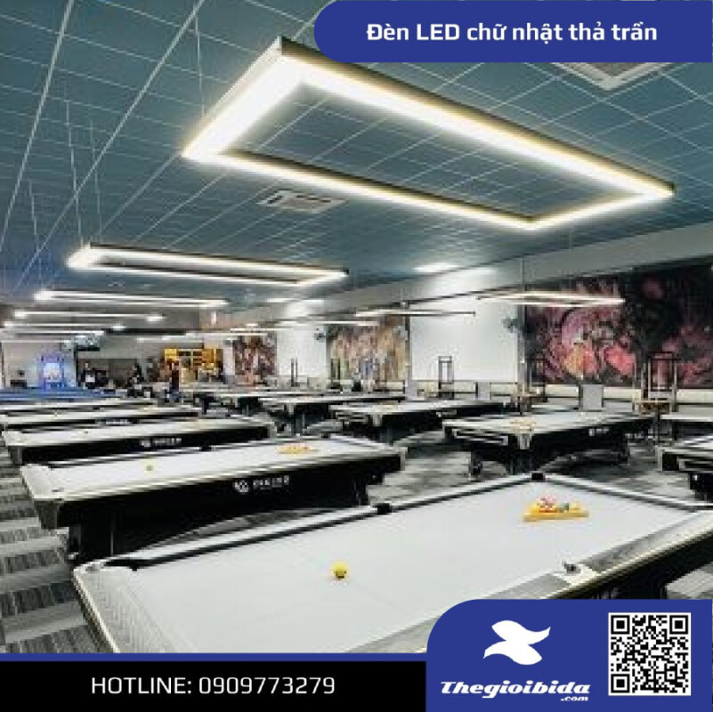 Đèn LED chữ nhật thả trần | Lắp đặt chiếu sáng bàn Bida